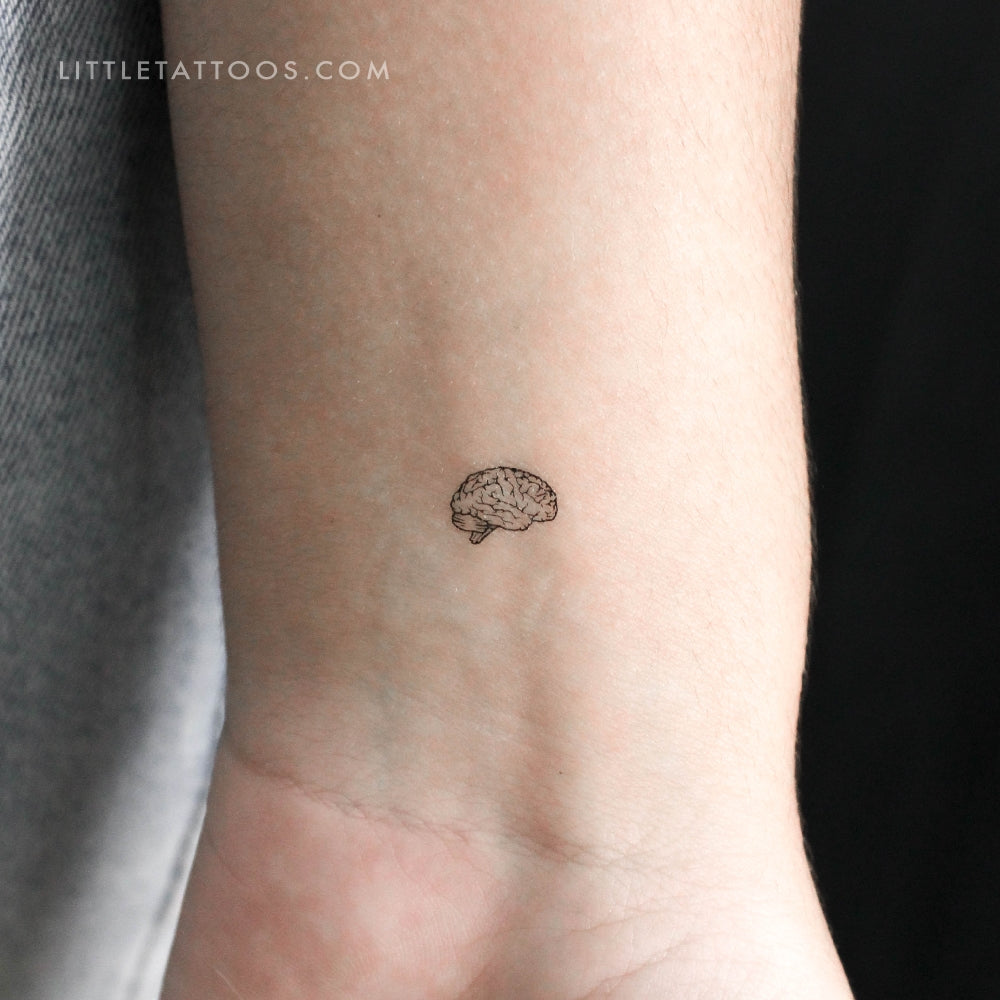 Little Brain Tattoos Little Tattoos — Engraving Style Brain Tattoo