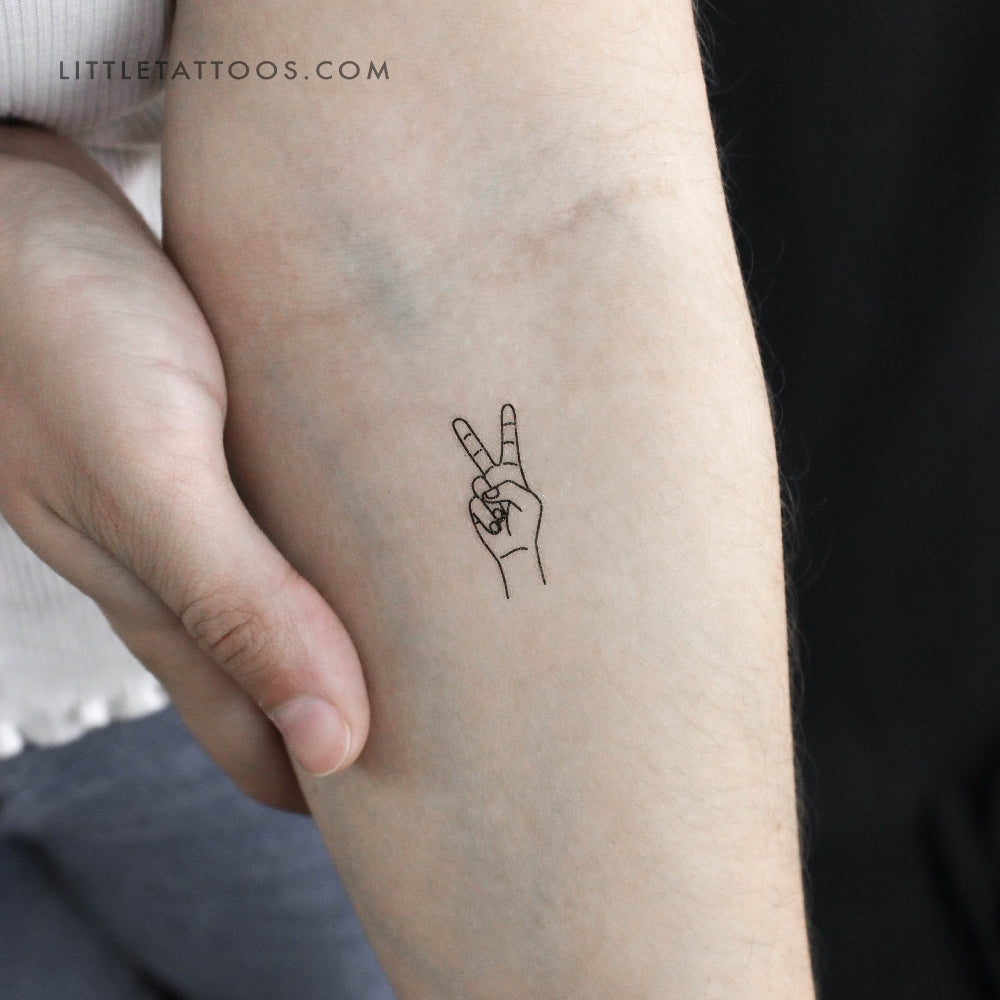 Sign Language V Temporary Tattoo - Set of 3 – Little Tattoos