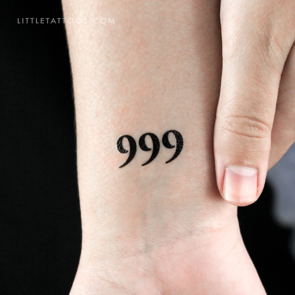 999 Angel Number Temporary Tattoo - Set of 3 – Little Tattoos