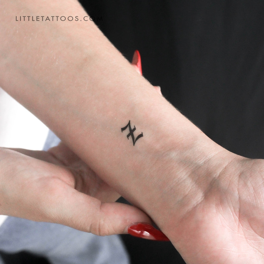 Gothic Z Letter Temporary Tattoo - Set of 3 – Little Tattoos