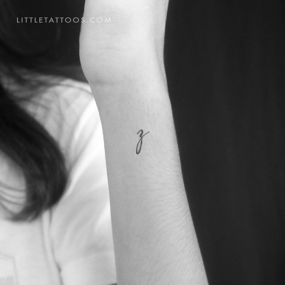 Handwritten Script Lowercase Z Letter Temporary Tattoo - Set of 3 ...