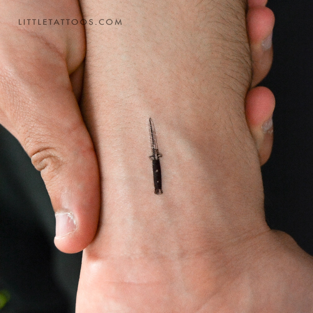 Stiletto Automatic Knife Temporary Tattoo - Set of 3 – Temporary Little ...