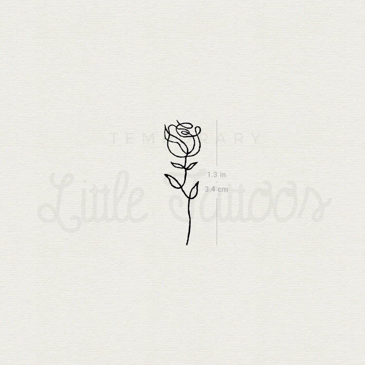Single Line Rose Temporary Tattoo - Set of 3 – Little Tattoos