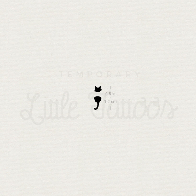 Little Cat Semicolon Temporary Tattoo - Set of 3 – Little Tattoos