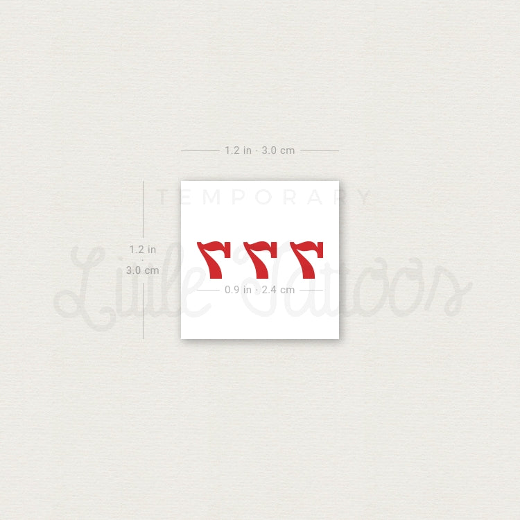 Red 777 Temporary Tattoo - Set of 3 – Little Tattoos
