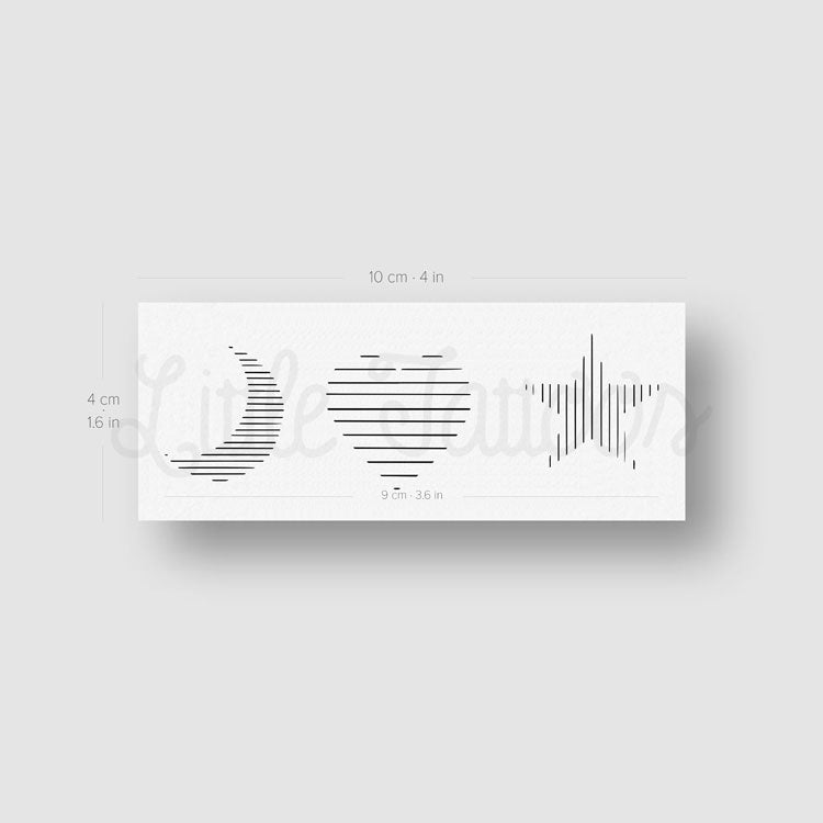 Star, Heart and Moon Temporary Tattoo by Cagri Durmaz - Set of 3 ...